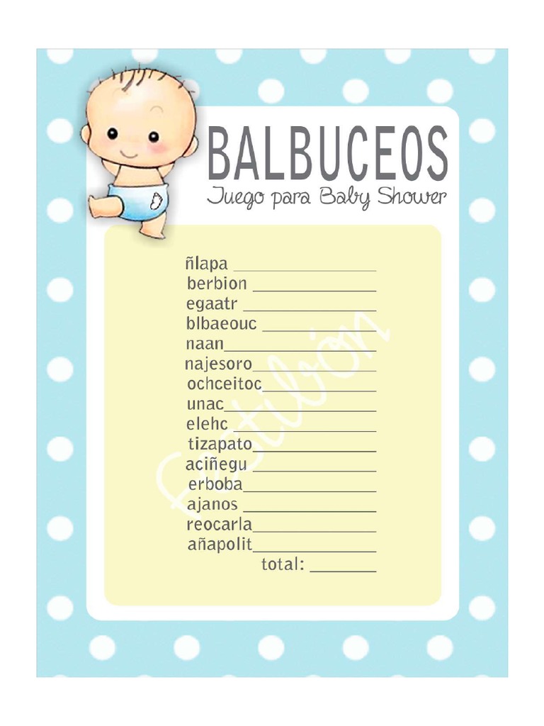 Balbuceos-Juego para Baby Shower4 | PDF