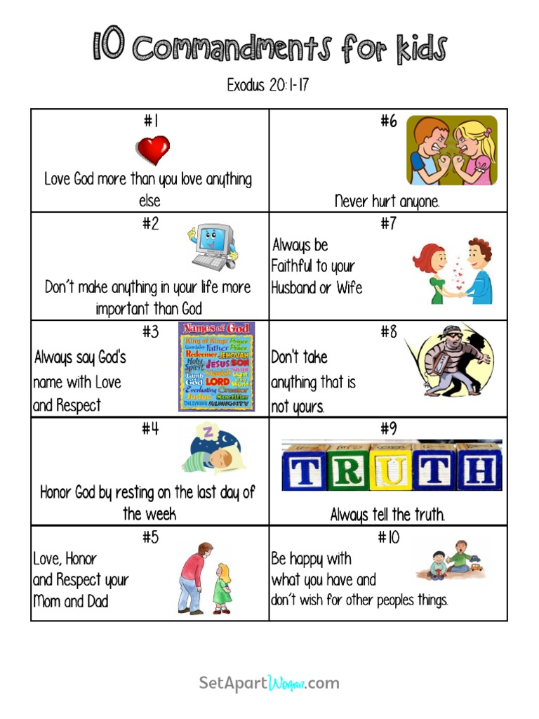 Ten Commandments For Kids | PDF