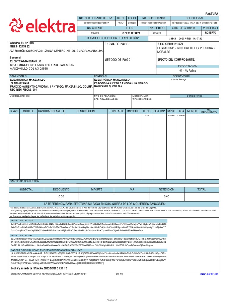 Factura Elektra | PDF