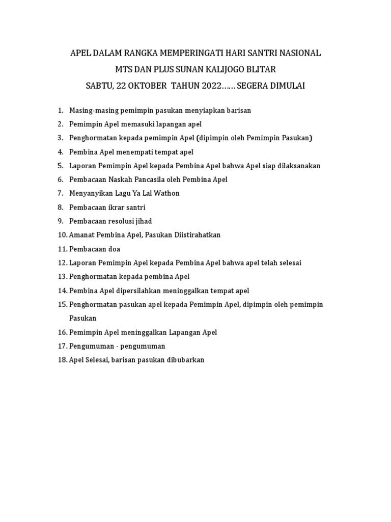 teks apel hari santri | PDF