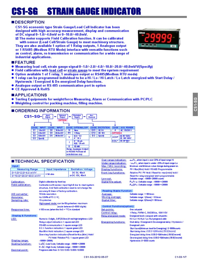 CS1 SG Datasheet | PDF | Power Supply | Relay