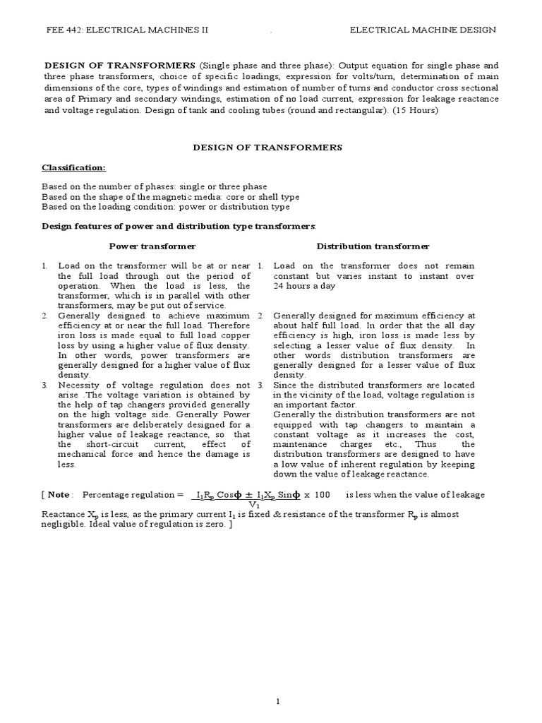 Fee 442 - Electrical Machines II B (Part II Section I) | PDF