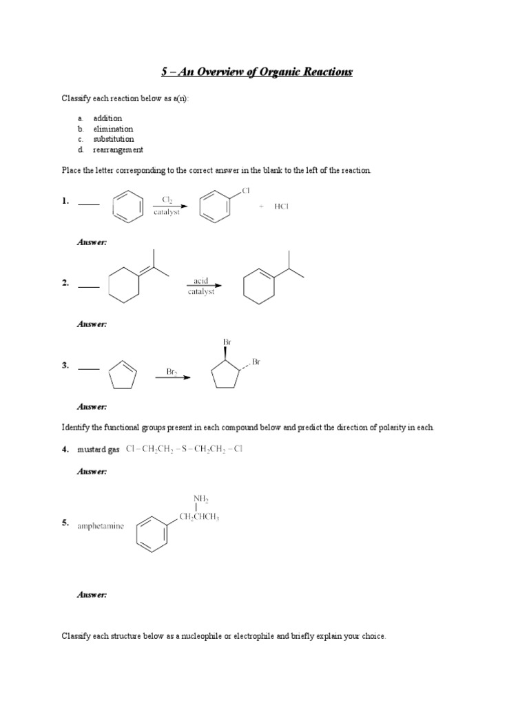 Organic Reactions Questions | PDF | Teaching Methods & Materials ...