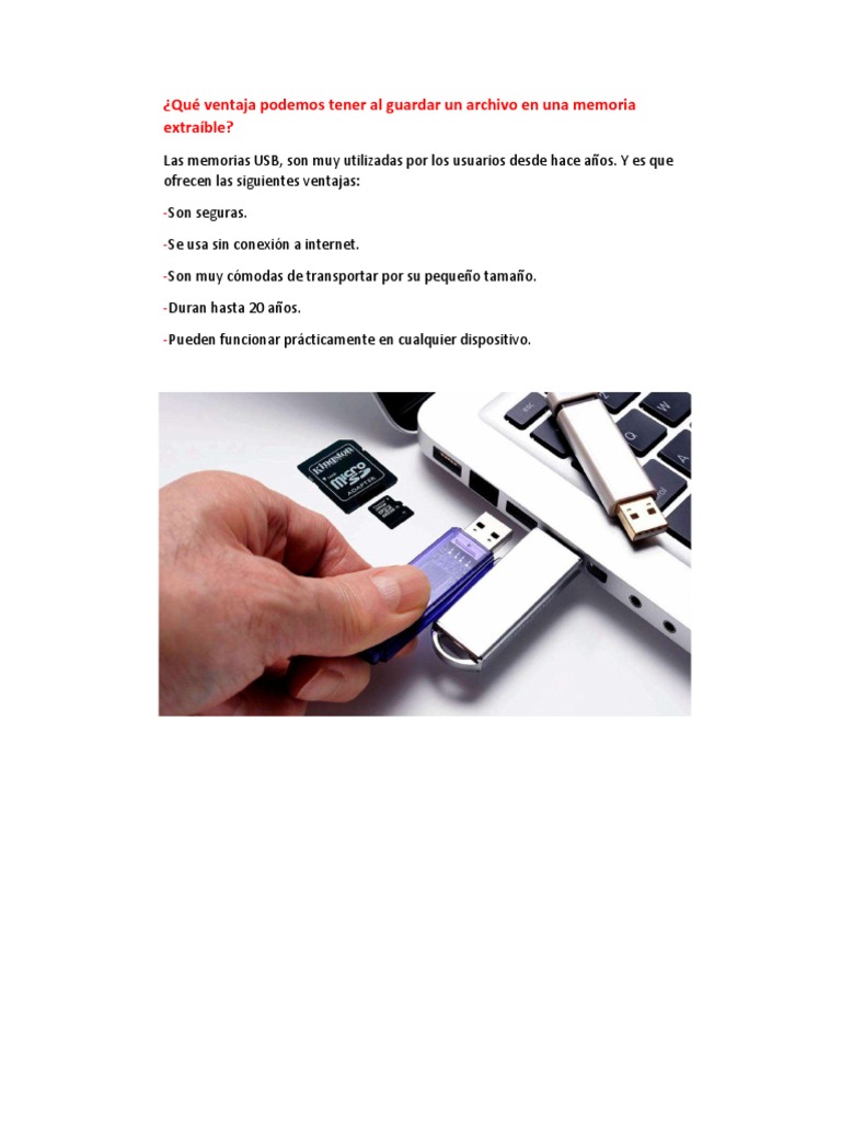 ¿Qué Ventaja Podemos Tener Al Guardar Un Archivo en Una Memoria ...