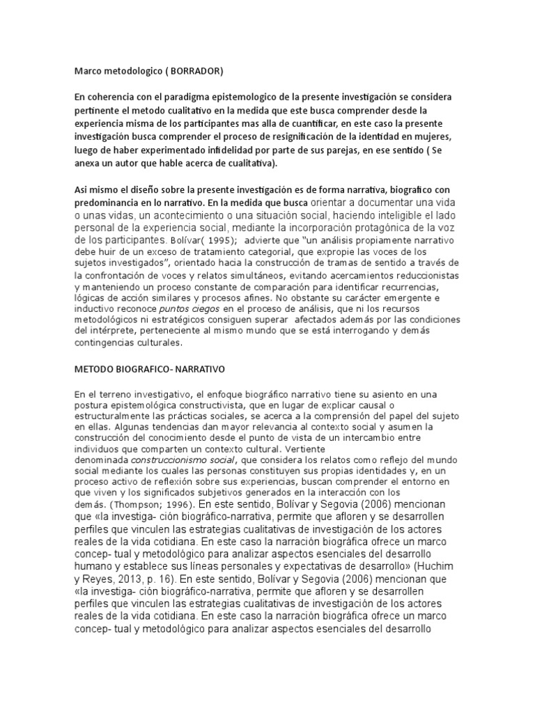 Marco Metodologico Borrador | PDF | Experiencia | Narrativa