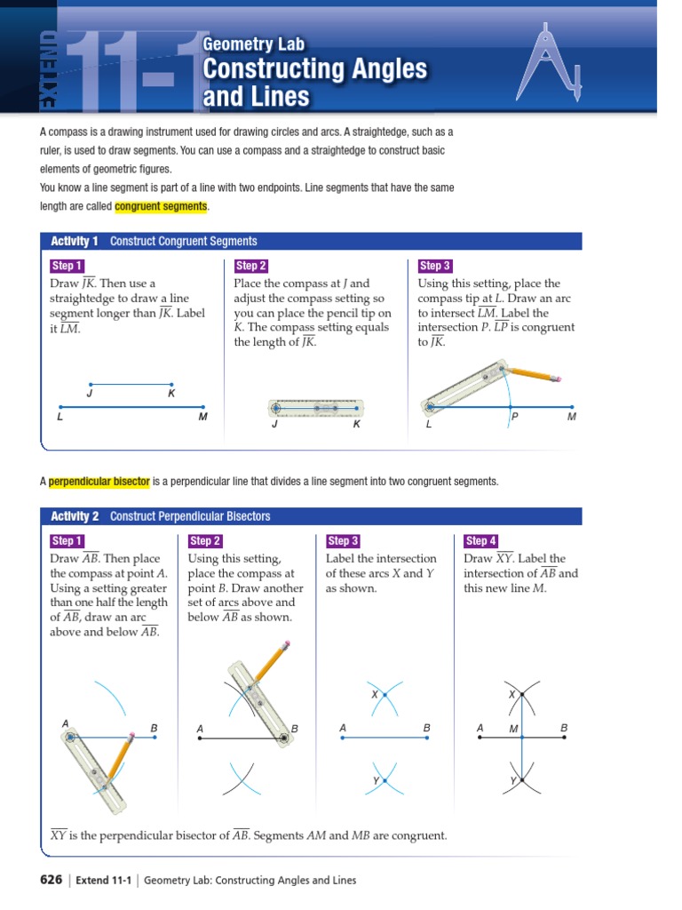 Construct Angles Lines Glencoe | PDF | Perpendicular | Angle