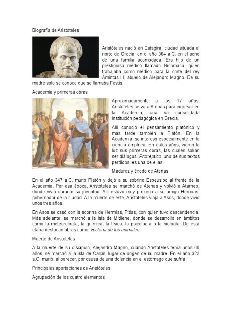 Biografía de Aristóteles | Descargar gratis PDF | Aristóteles | Tomás ...