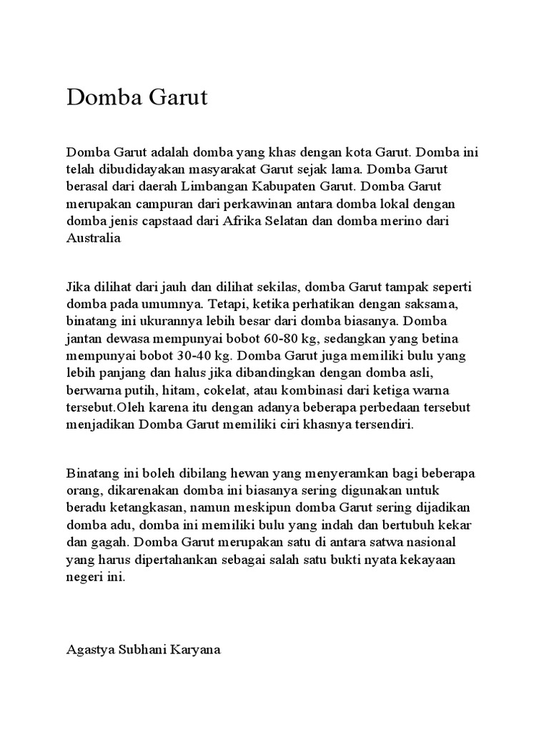 Tugas Teks Observasi (Domba Garut) | PDF