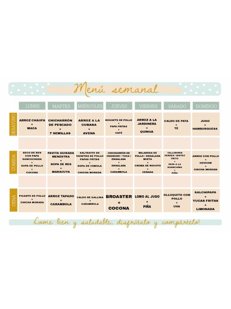 Cronograma de Comidas | PDF