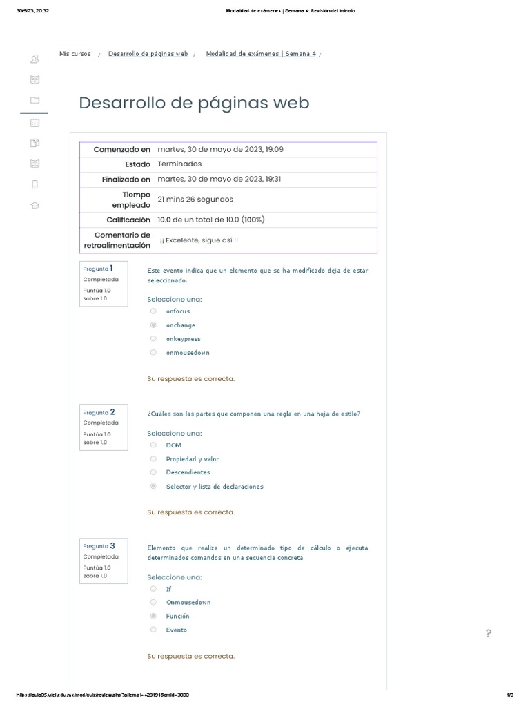 Modalidad de Exámenes - Semana 4 - R Desarrollo de Paginas Web | PDF | Gestión de tecnología de ...