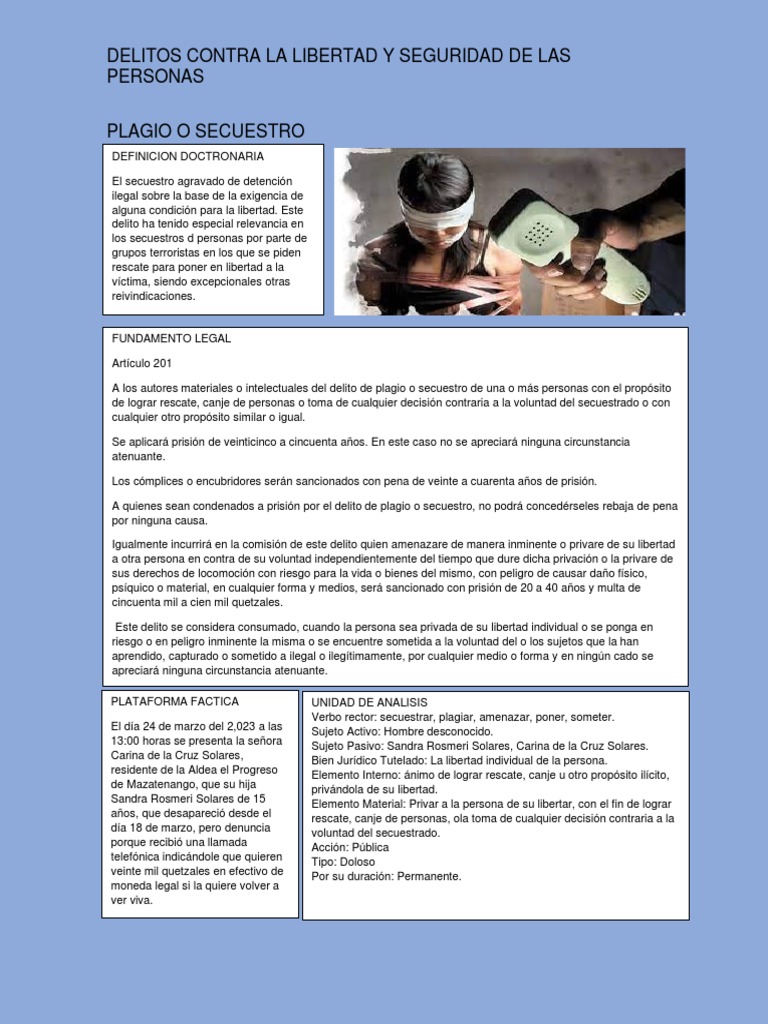 Jucio de Tipicidad Delitos Contra La Libertad y Seguridad de Las Personas | PDF | Trata de ...