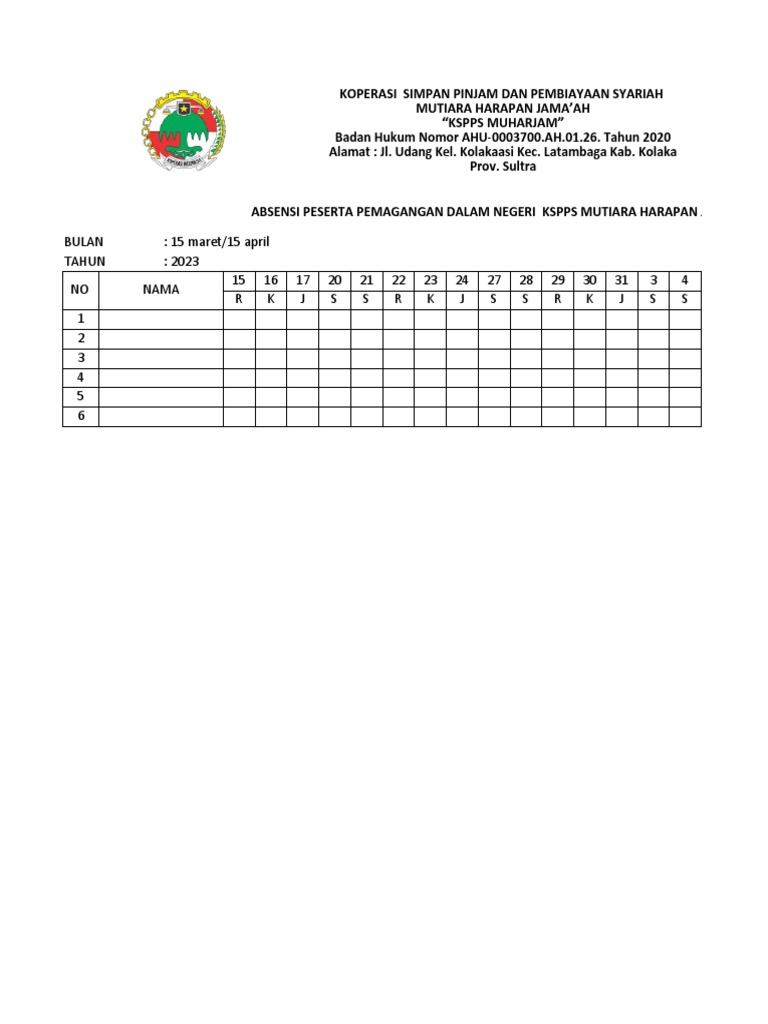absensi magang | PDF