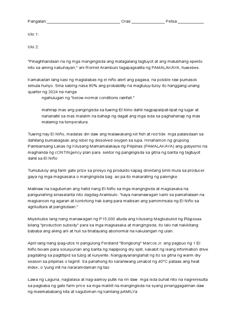 COPYREADING FILIPINO | PDF