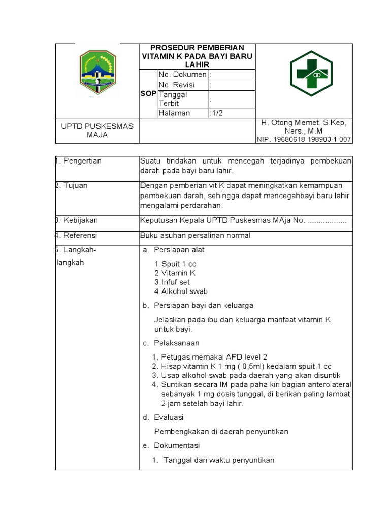 Pemberian Vitamin K Pada Bayi Baru Lahir | PDF