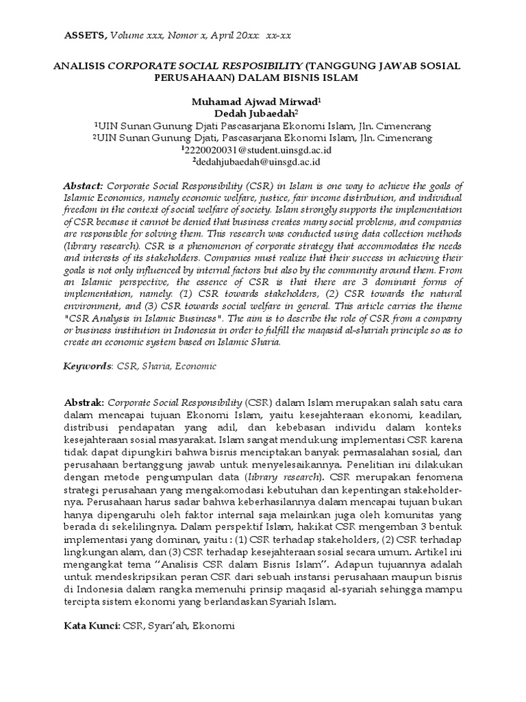 Jurnal Etika Bisnis - CSR - Muhamad Ajwad M | PDF | Corporate Social Responsibility | Economies