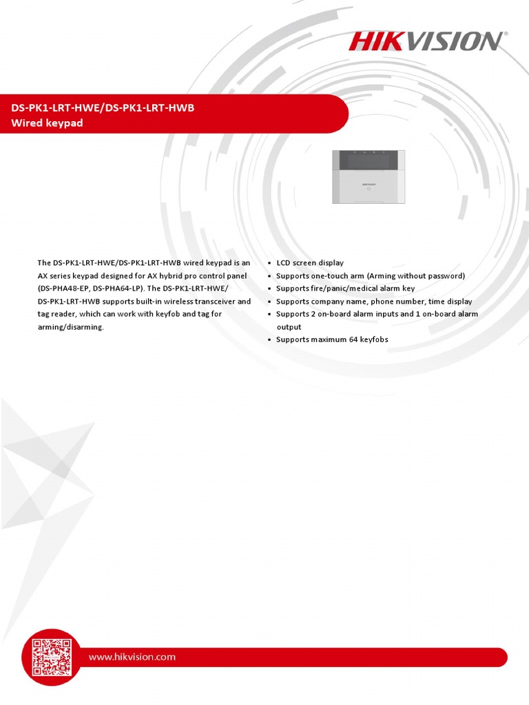 Wired Keypad for AX Hybrid Pro System | PDF | Backlight | Power Supply