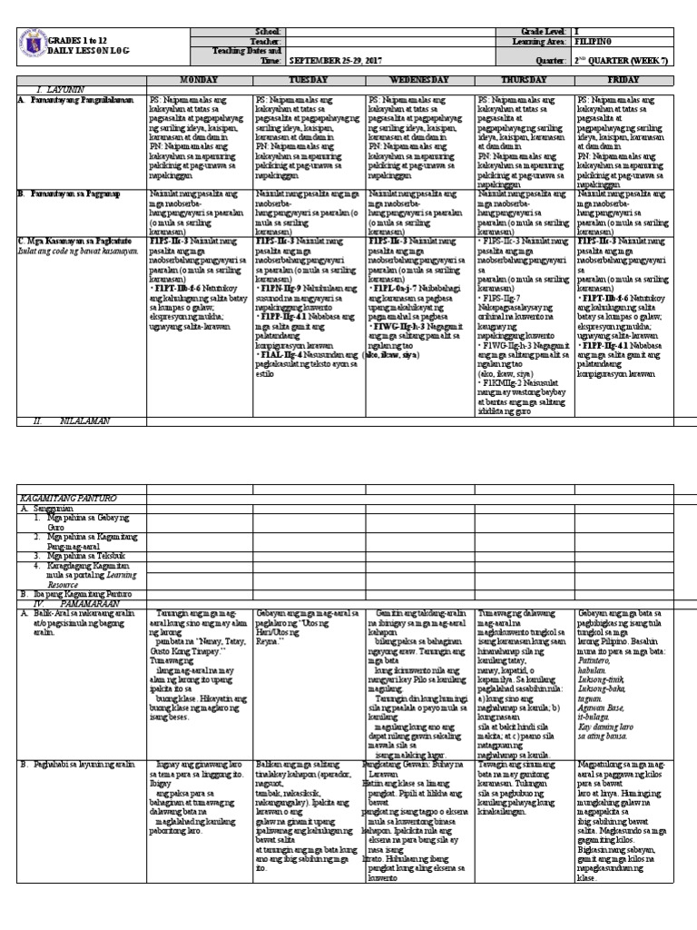 Filipino DLL Q2 W7 | PDF