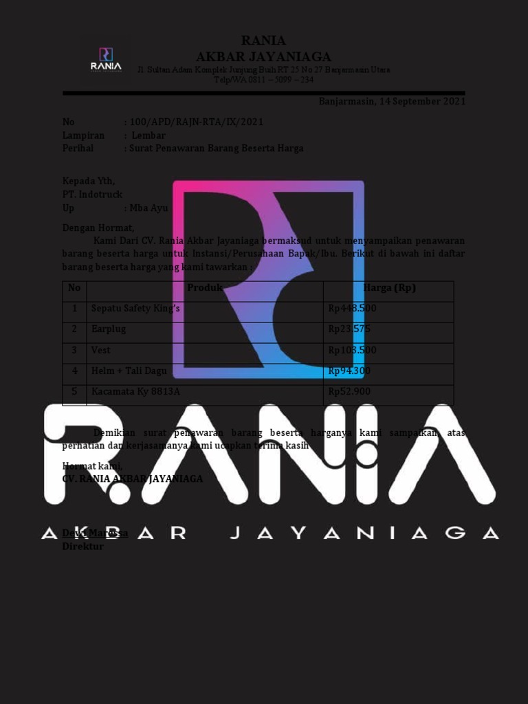 Surat Penawaran APD (Terbaru) | PDF