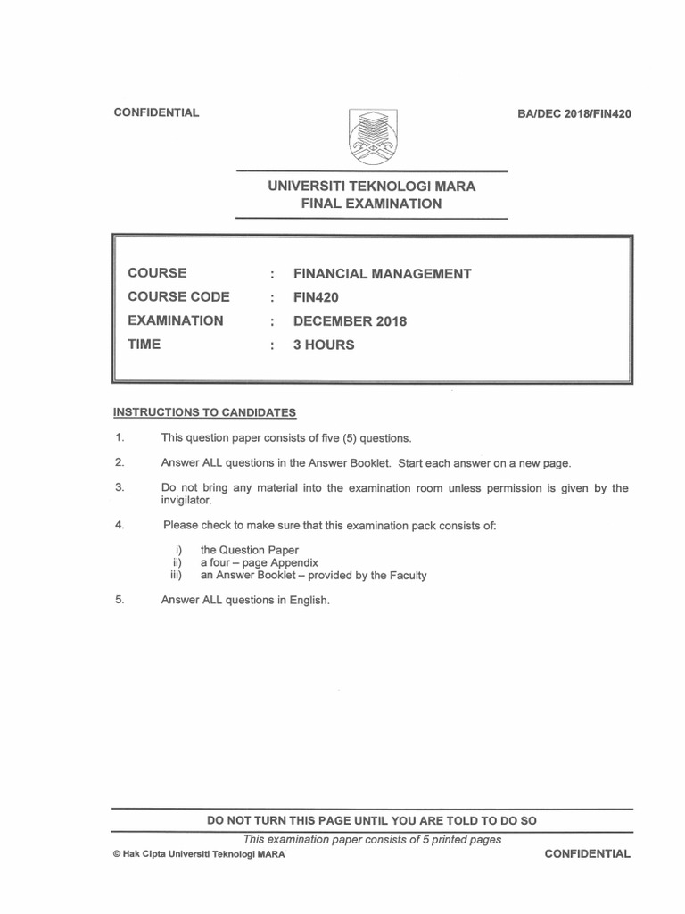 Fin420 Dec2018 | PDF