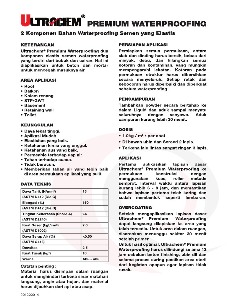 Ultrachem Premium Waterproofing (14 Des 2020) - P | PDF