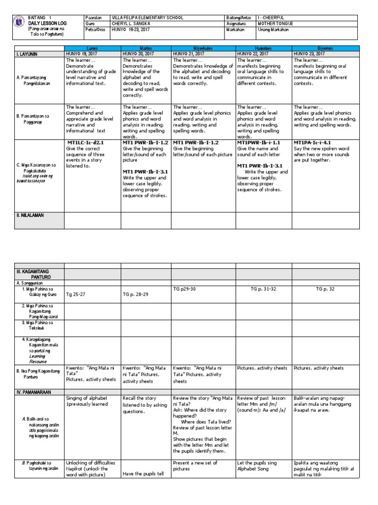 MTB-sugbuanong Binisaya. Q1W3-che | PDF | Phonics | Learning
