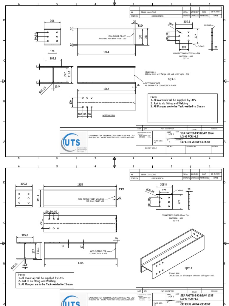 Sea Fastening Beams For HLS-25-4-23 (5 45) | PDF | Welding | Construction