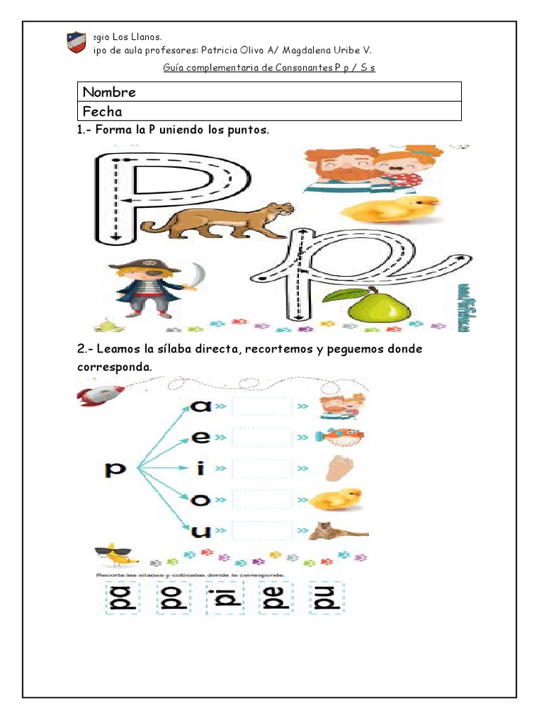 Guía Complementaria de Consonantes P P | PDF