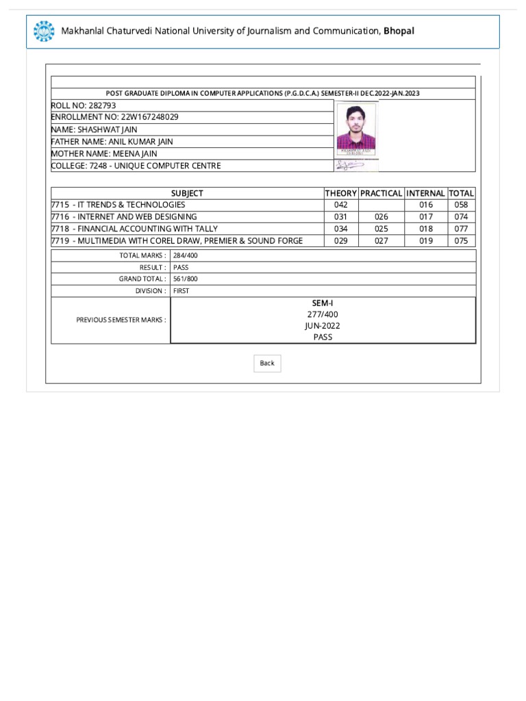 pgdca result | PDF