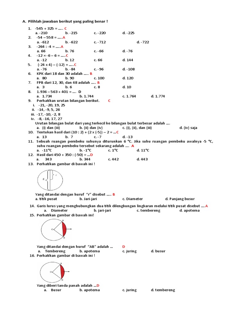 Soal Pas MTK 6 | PDF