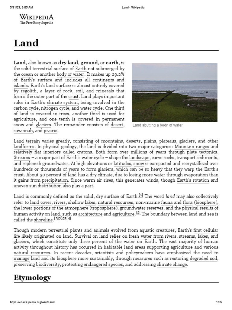Land - Wikipedia | PDF | Coast | Plateau