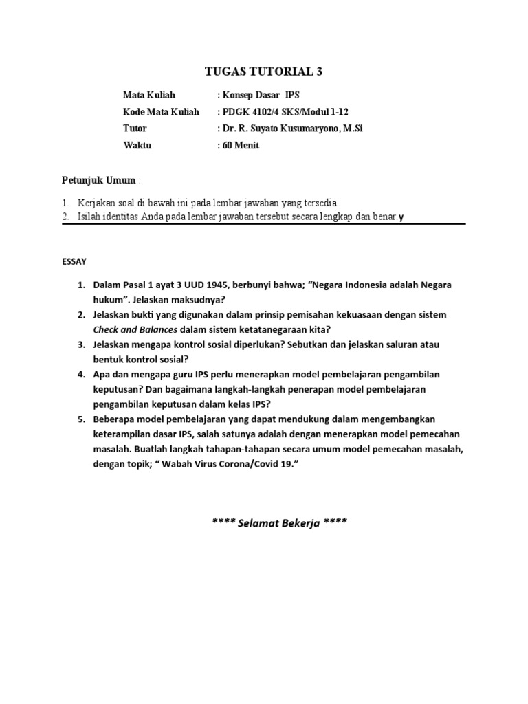 TT-3 UT Konsep Dasar IPS 2023 | PDF