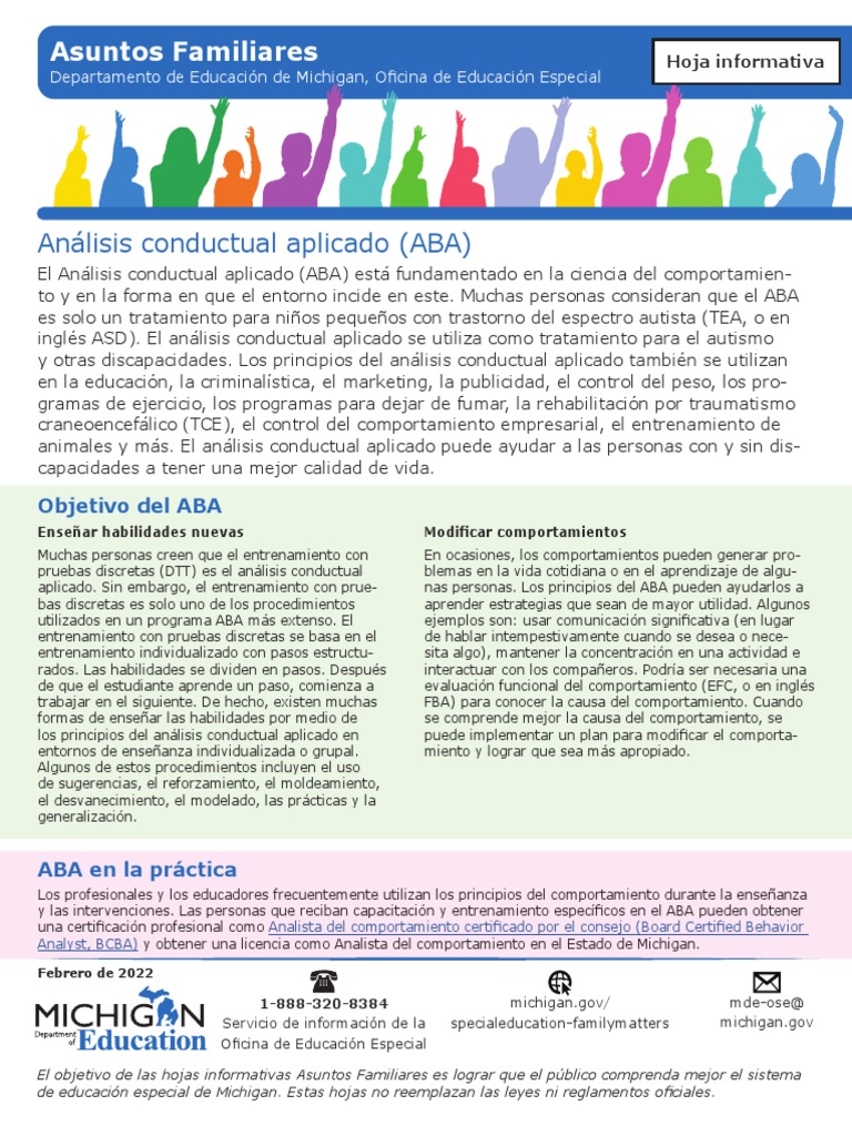 ABA FactSheet Spanish | PDF | Espectro autista | Comportamiento