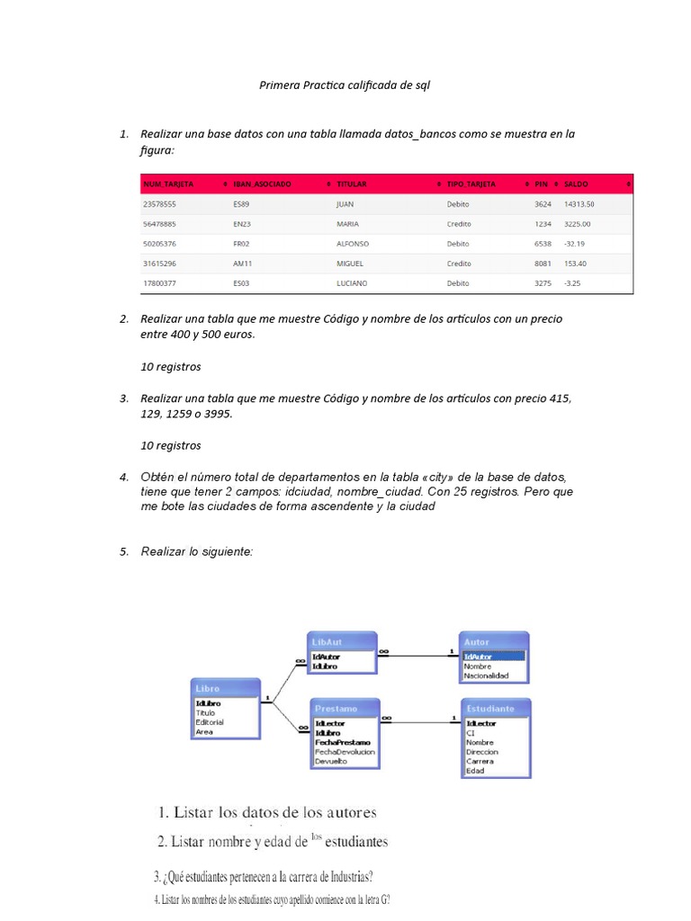 Práctica SQL: Creación de Tablas y Consultas | PDF | Informática