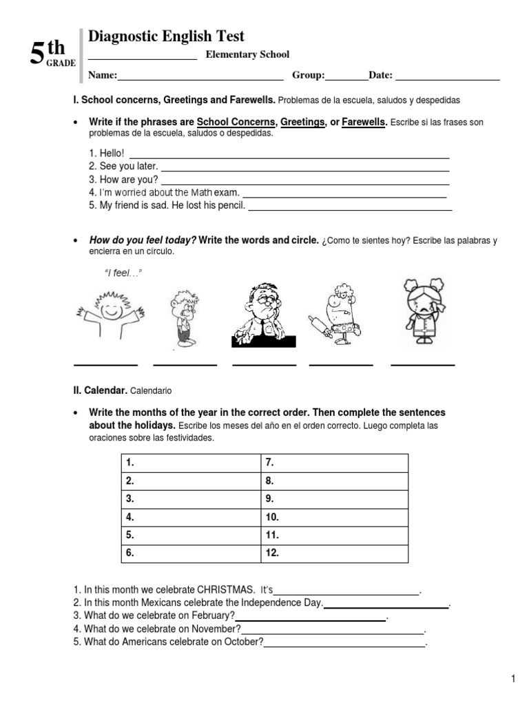 5th Grade Diagnostic Test | PDF