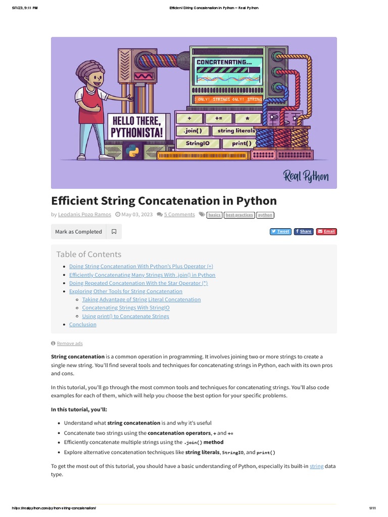 Efficient String Concatenation In Python Real Python Pdf String 5308