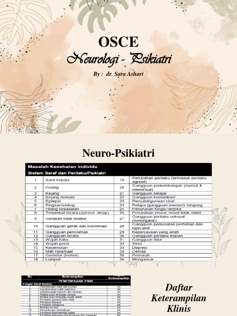 OSCE Day 3 Neurologi. Psikiatriooooo | PDF