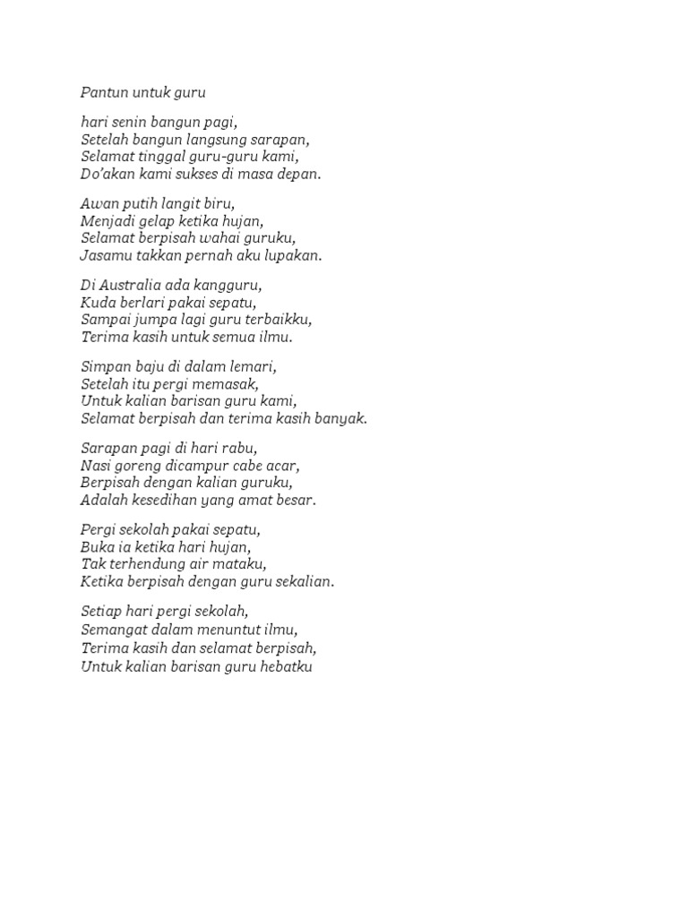 Pantun Untuk Guru | PDF