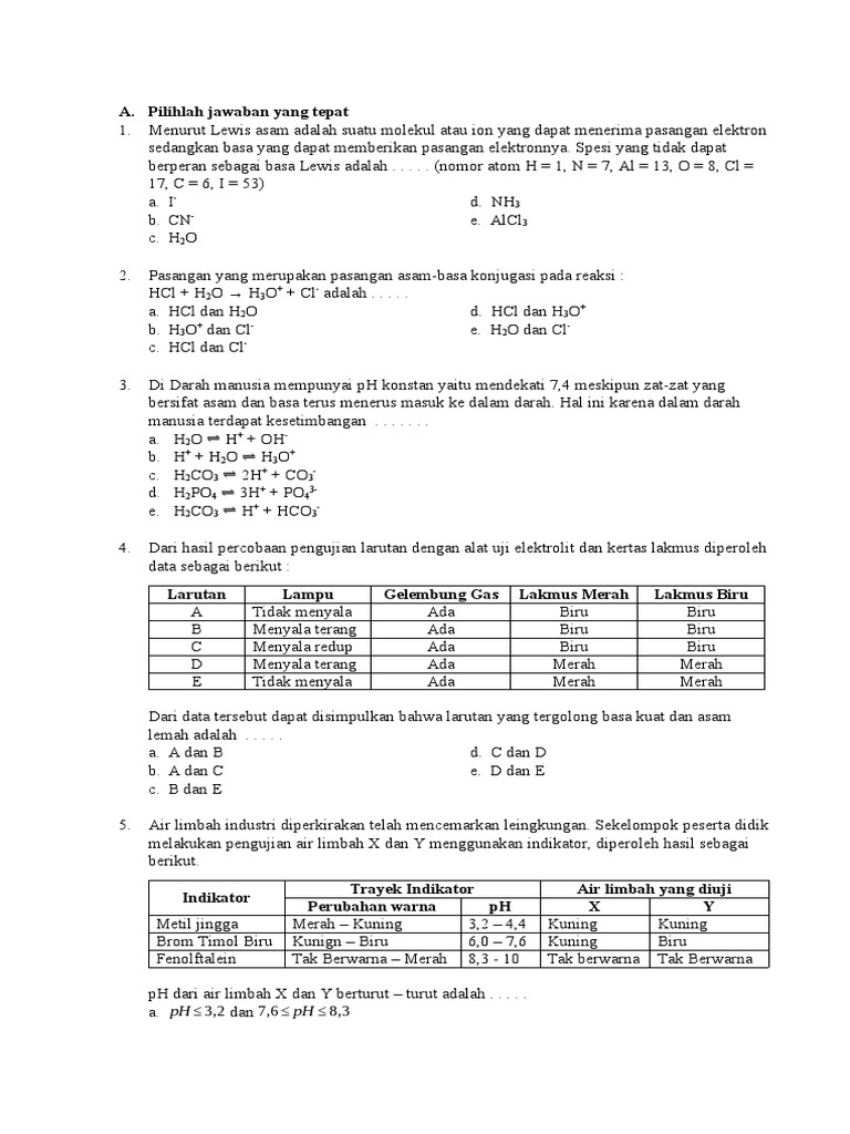 Latihan Kimia Kelas XI | PDF | Sains & Matematika