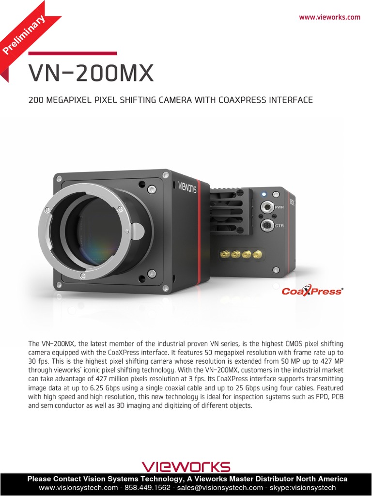 200MP Pixel Shifting Camera VN-200MX | PDF | Pixel | Image Resolution