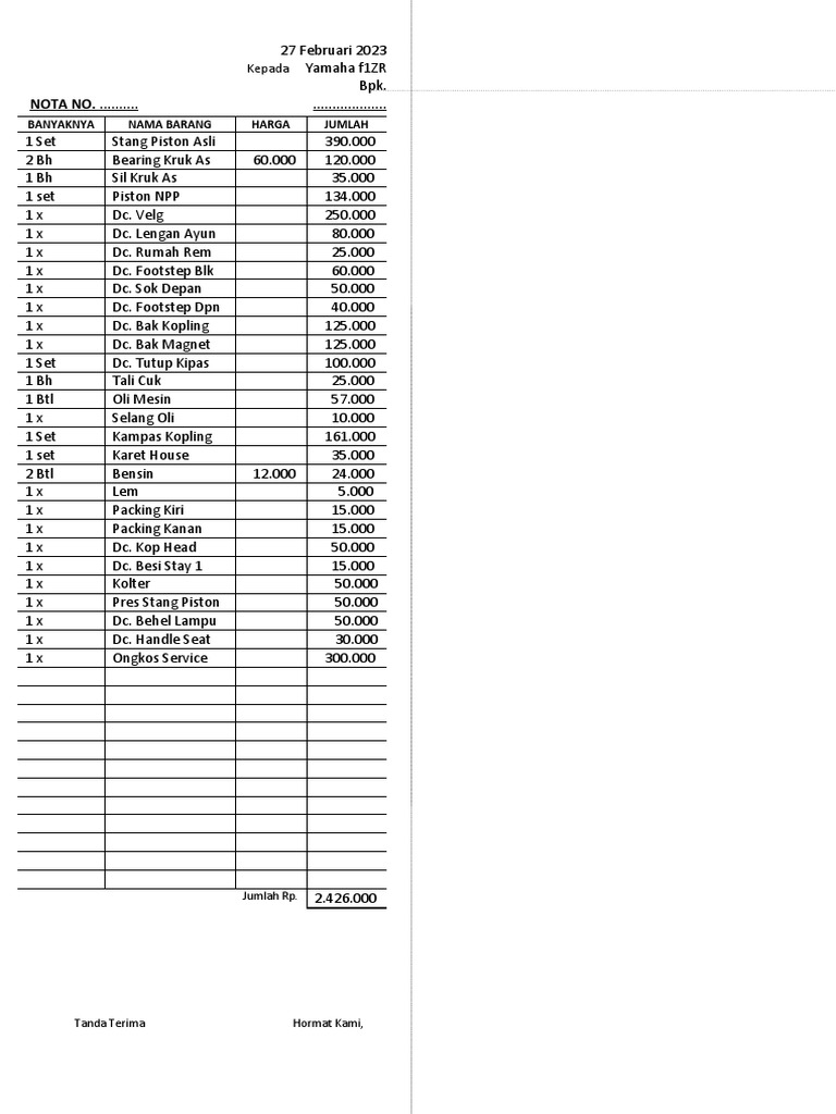 Nota-Kosong Panjang | PDF