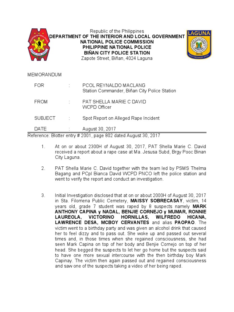 Spot Report 2 (DAVID) | PDF | Rape | Sexual Abuse