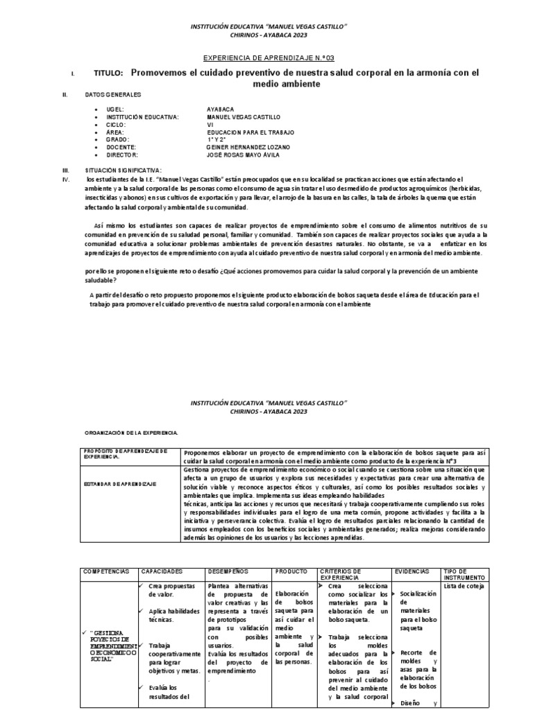 Experiencia 3 Ept | PDF | Socialización | Aprendizaje