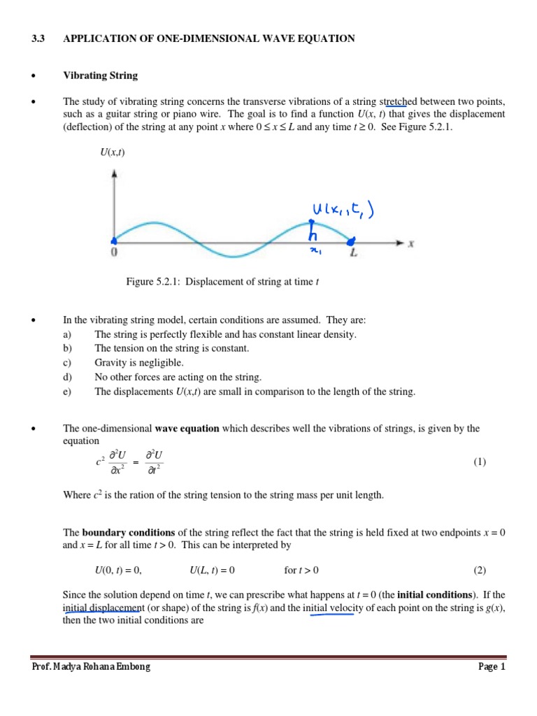 3.3 Wave Equation - Vibration of Strings Inclass EMD4M8A | PDF
