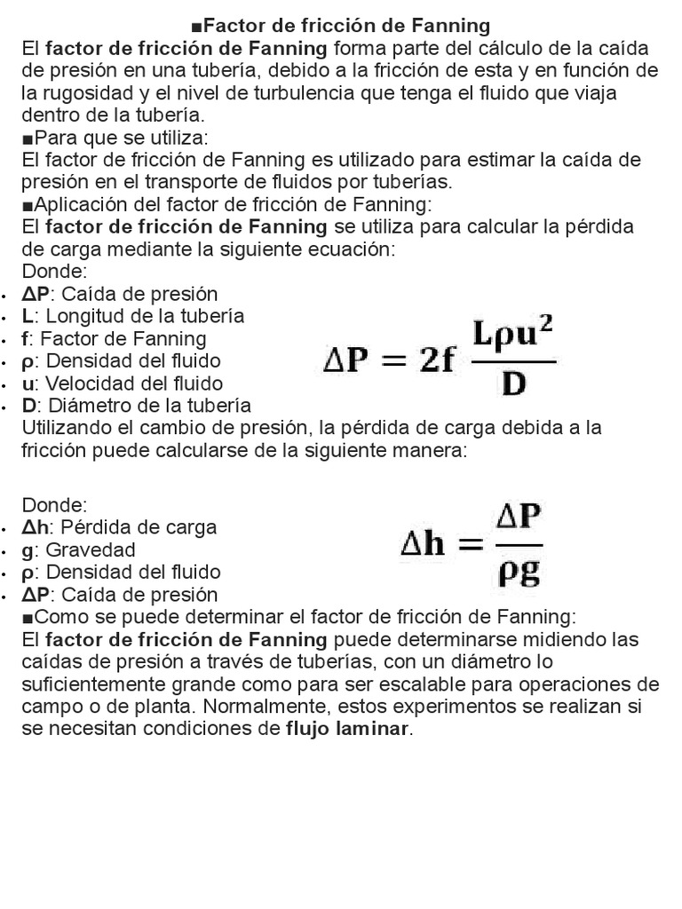 Factor de fricción de Fanning | PDF