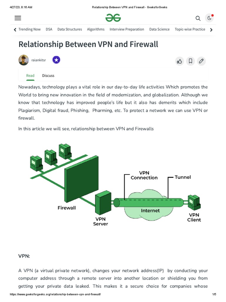 Relationship Between VPN and Firewall - GeeksforGeeks | PDF | Virtual Private Network | Firewall ...