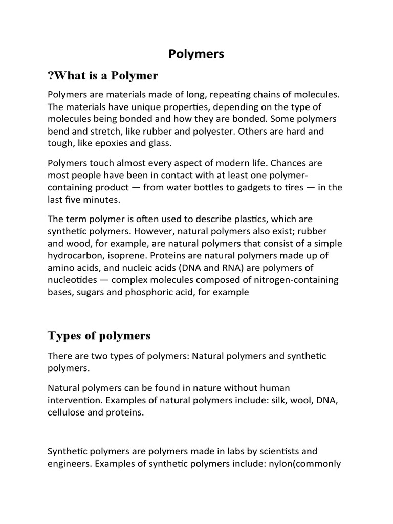 Polymers | PDF | Polymers | Biopolymer