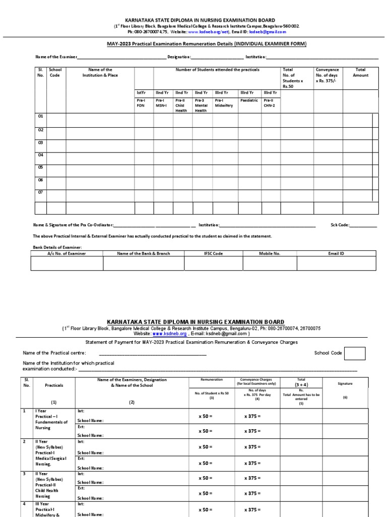 May 2023 Nursing Exam Remuneration Details | PDF | Nursing | Medicine