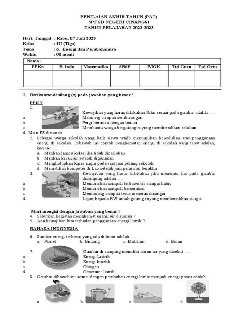 Soal Pat Tema 6 | PDF