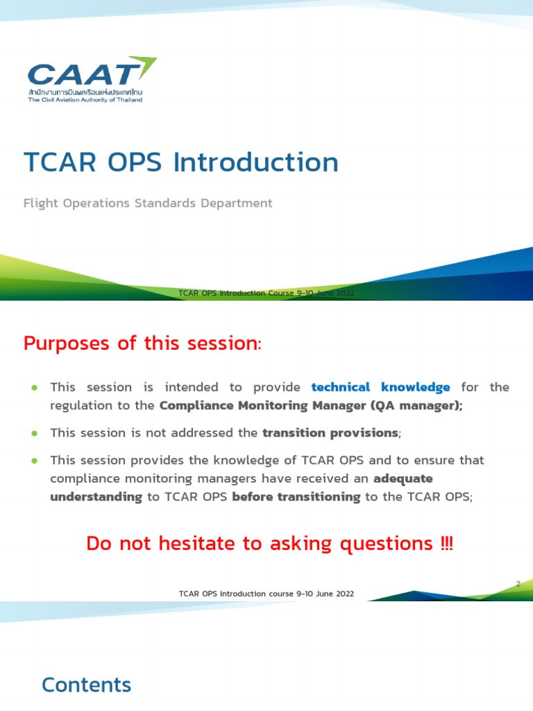TCAR OPS Introduction Course Overview | PDF | Regulatory Compliance ...
