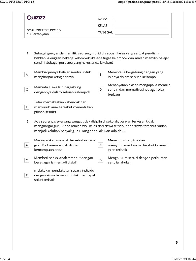 Quisis Soal Pedagogik BK 2 | PDF